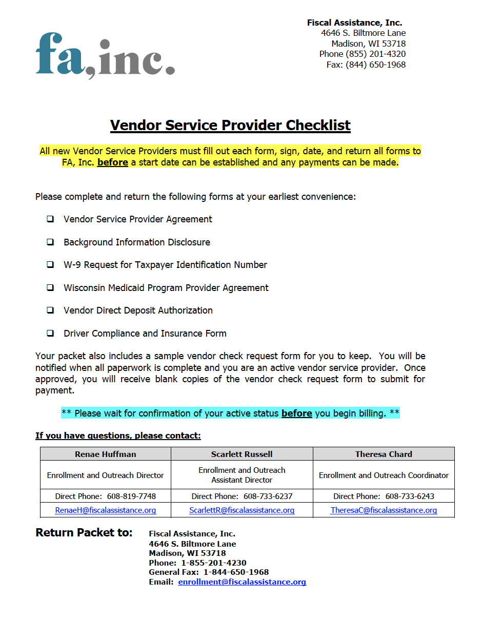 Employer Agent Forms | Fiscal Assistance